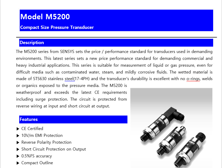 Cảm biến áp suất Sensys - Cơ Điện Lạnh Shinko